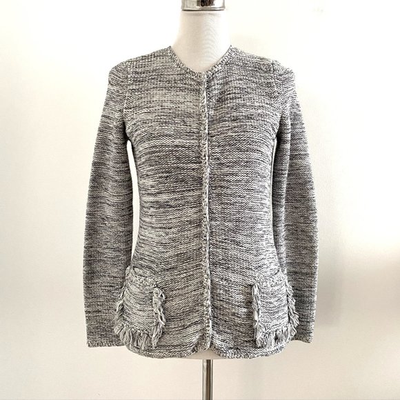 J. McLaughlin | Sweaters | J Mclaughlin Knit Fringe Marled Grey ...